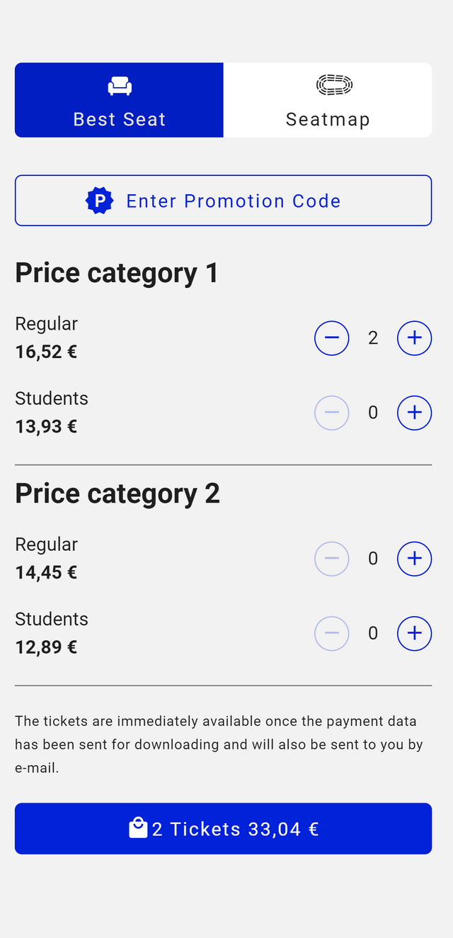 Create a seating plan for professional ticket sales